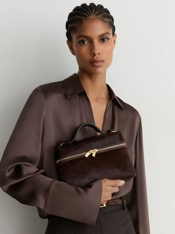 REISS Ines Vanity Crossbody Bag - Chocolate