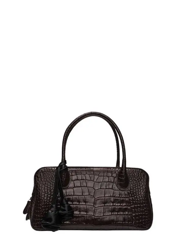Magda Butrym Brigitte Bag In Dark Crocodile-embossed Leather Wit - Brown