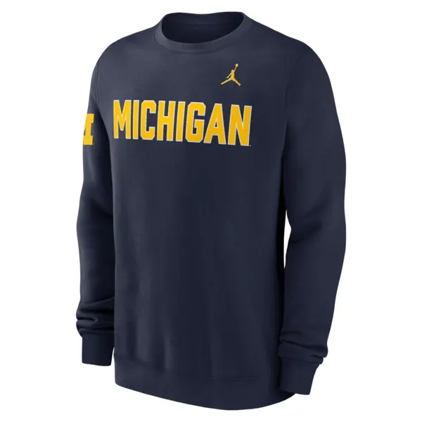 JORDAN Michigan Sideline Club Brand College Pullover Crew - Blue