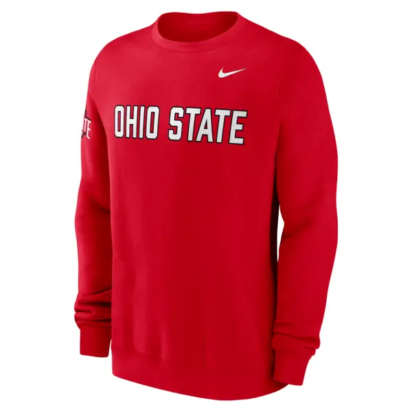 Nike Ohio State Sideline Club College Pullover Crew - Red