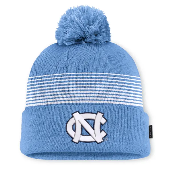 JORDAN North Carolina Sideline Peak Brand College Cuffed Pom Beanie - Blue