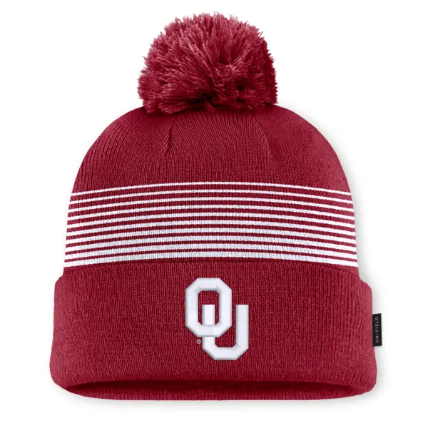 JORDAN Oklahoma Sideline Peak Brand College Cuffed Pom Beanie - Red