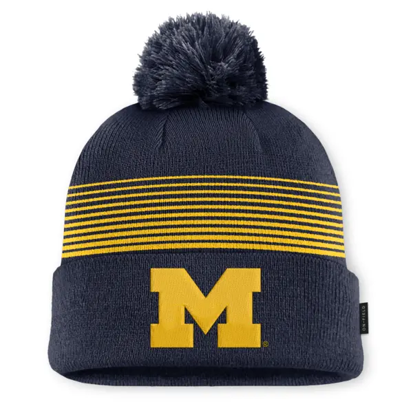 JORDAN Michigan Sideline Peak Brand College Cuffed Pom Beanie - Blue