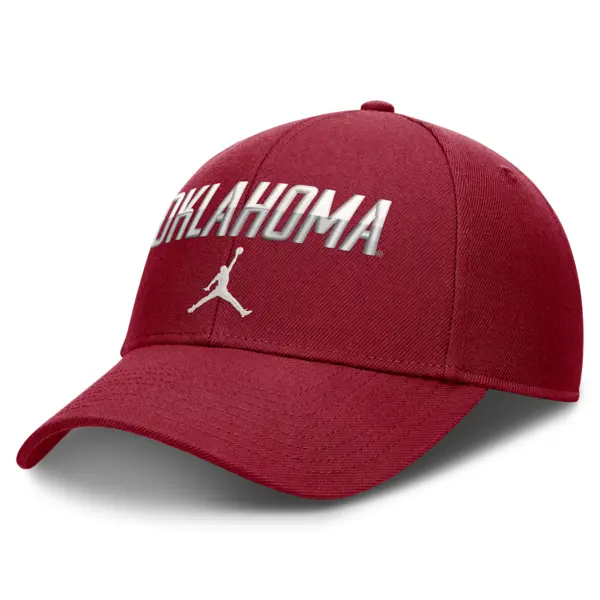 JORDAN Oklahoma Sideline Rise Gameday Brand Dri-fit College Trucker Adjustable Hat - Red