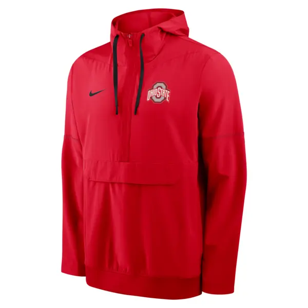 Nike Ohio State Sideline Anorak College 1/2-zip Hooded Jacket - Red