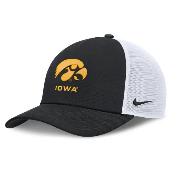Nike Iowa Sideline Rise Gameday College Trucker Adjustable Hat - Black