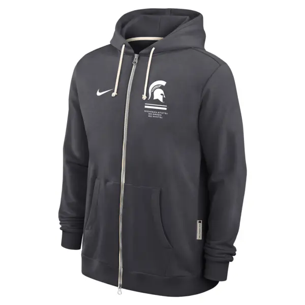 Nike Michigan State Sideline Standard Issue Dri-fit College Full-zip Hoodie - Grey
