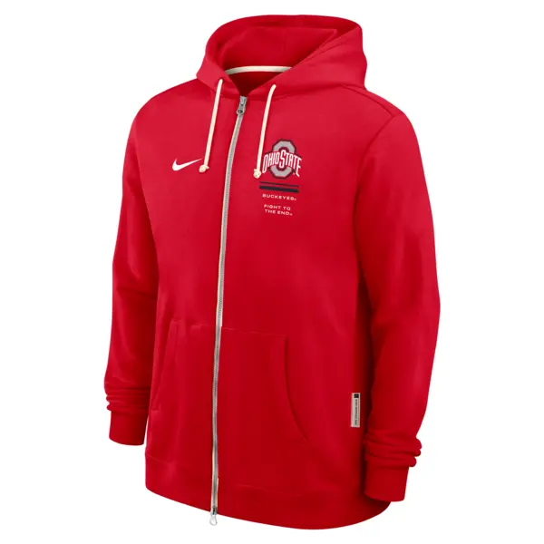 Nike Ohio State Sideline Standard Issue Dri-fit College Full-zip Hoodie - Red
