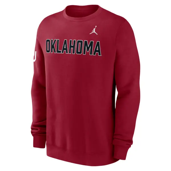 JORDAN Oklahoma Sideline Club Brand College Pullover Crew - Red