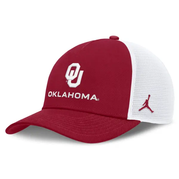 JORDAN Oklahoma Sideline Rise Gameday Brand College Trucker Adjustable Hat - Red
