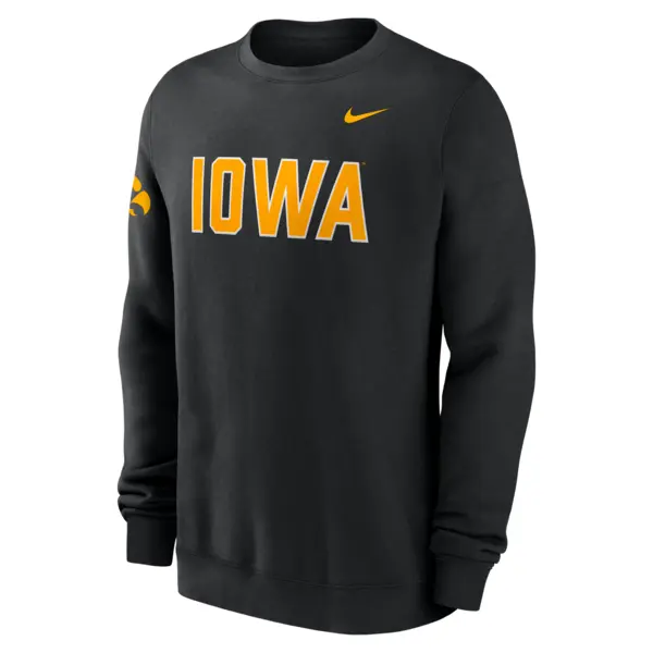 Nike Iowa Sideline Club College Pullover Crew - Black