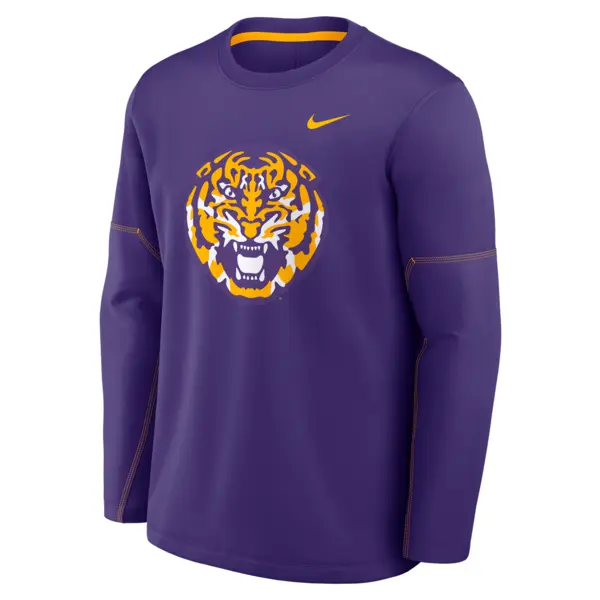 Nike Lsu Sideline Coaches Therma-fit College Long-sleeve T-shirt - Purple