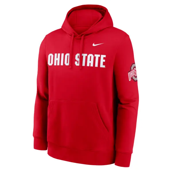 Nike Ohio State Sideline Club College Pullover Hoodie - Red
