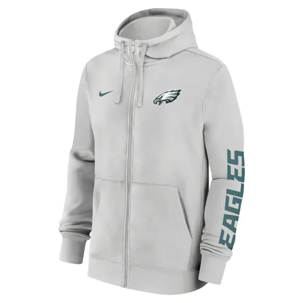 Nike Philadelphia Eagles Club Nfl Full-zip Hoodie - Grey