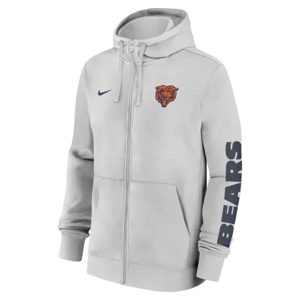 Nike Chicago Bears Club Nfl Full-zip Hoodie - Grey