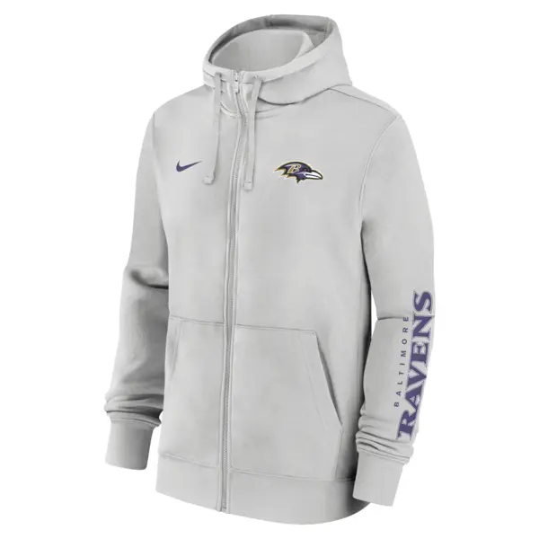 Nike Baltimore Ravens Club Nfl Full-zip Hoodie - Grey