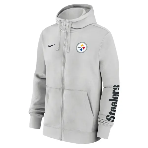 Nike Pittsburgh Steelers Club Nfl Full-zip Hoodie - Grey