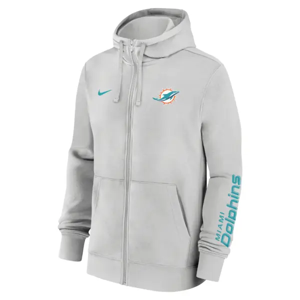 Nike Miami Dolphins Club Nfl Full-zip Hoodie - Grey
