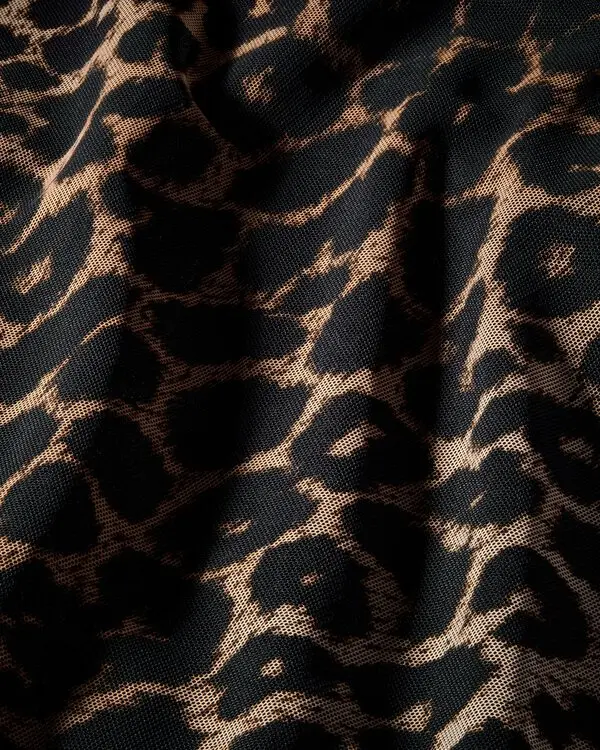 Saint Laurent Slip Dress In Leopard Tulle