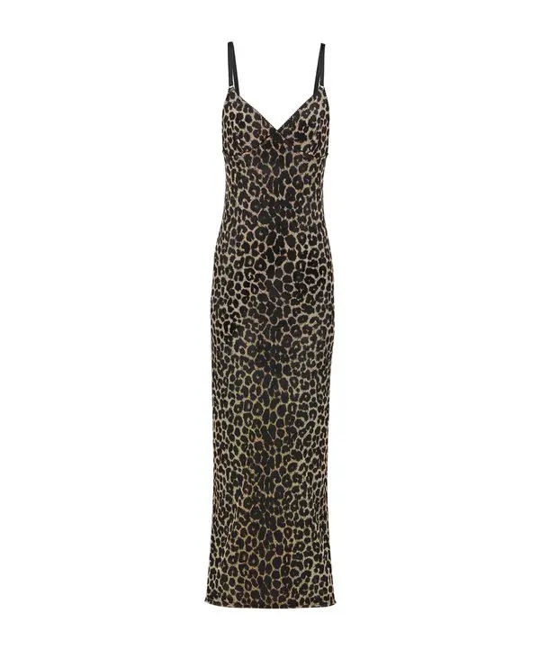 Saint Laurent Print Tulle Slip Dress - Leopard