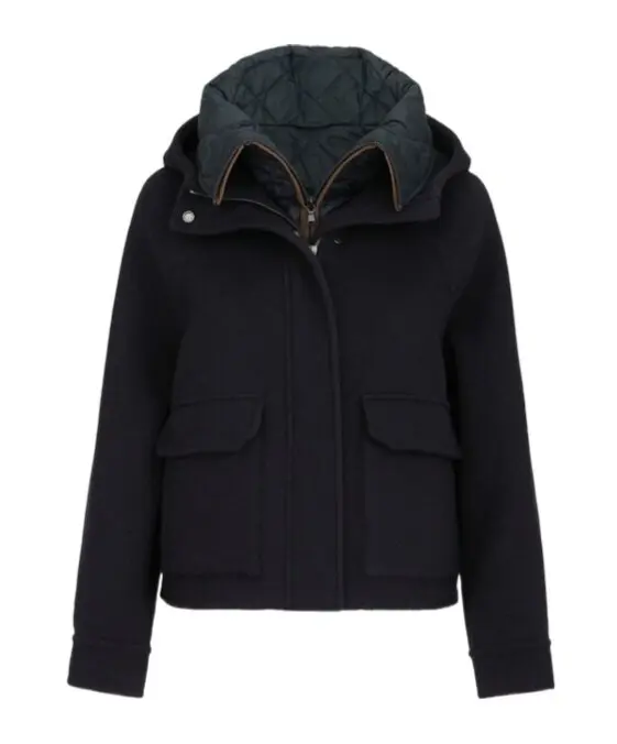Brunello Cucinelli Hand-crafted Outerwear Jacket In Virgin Wool And Cashmere Double Cloth With Detachable Thermore-padded Vest - Night