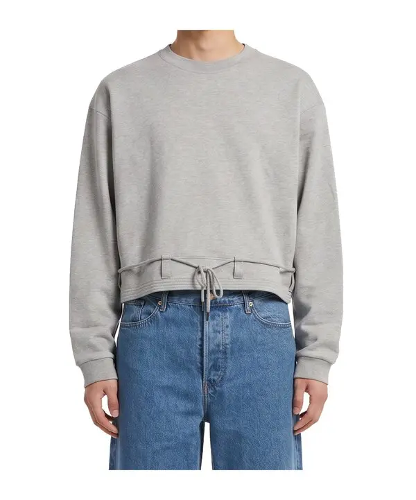 Dries Van Noten Long Sleeve Sweatshirt With Drawstring Hem - Grey
