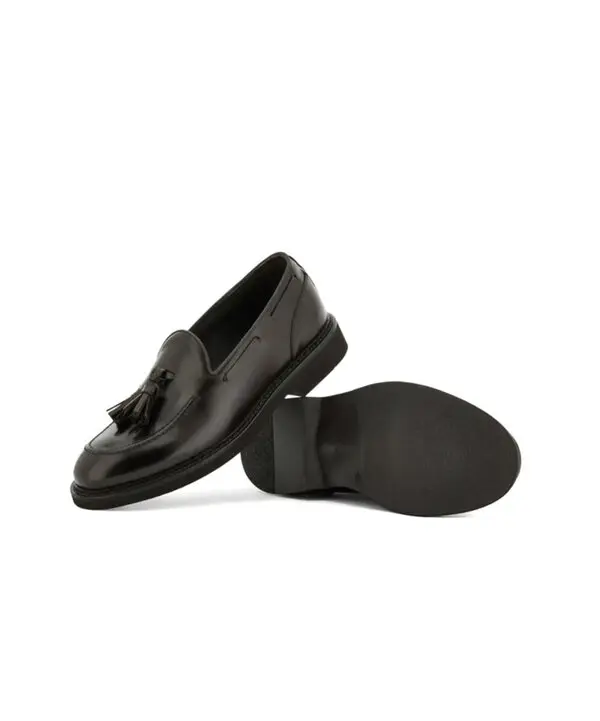 Canali Leather Tassel Detail Loafers - Black