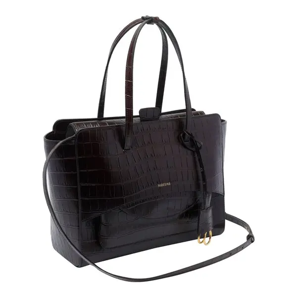 HIDESINS Large Croc Effect Tote Bag With Detachable Pouch - No