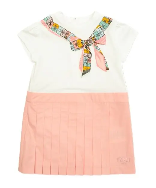 Fendi Short Sleeve Pleated Dress