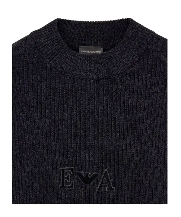 Emporio Armani Logo Embroidered Ribbed Sweater