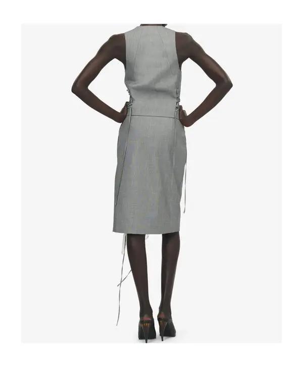 Alexander McQueen Lace-up Floral Lace Panel Pencil Skirt - Grey