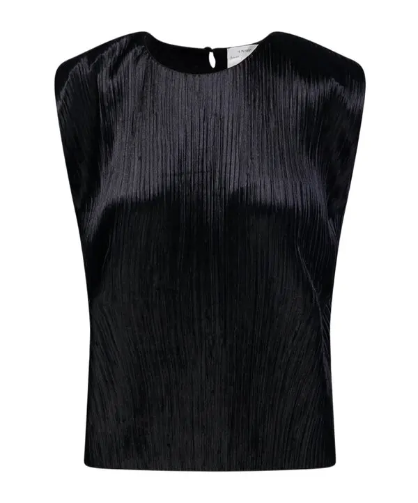 FORTE_FORTE Sleeveless Pleated Jersey Top - Black