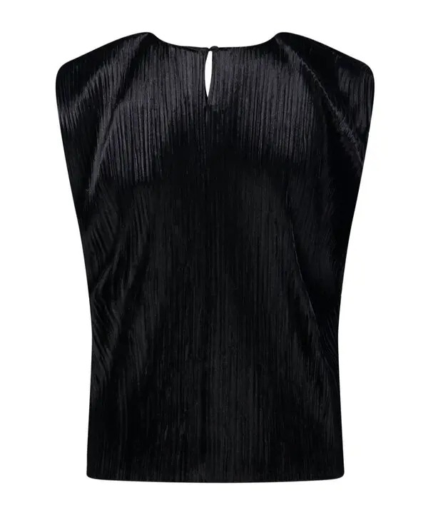 FORTE_FORTE Sleeveless Pleated Jersey Top - Black