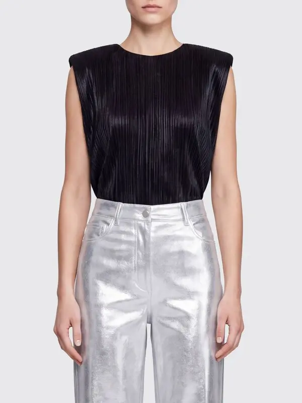 FORTE_FORTE Sleeveless Pleated Jersey Top - Black