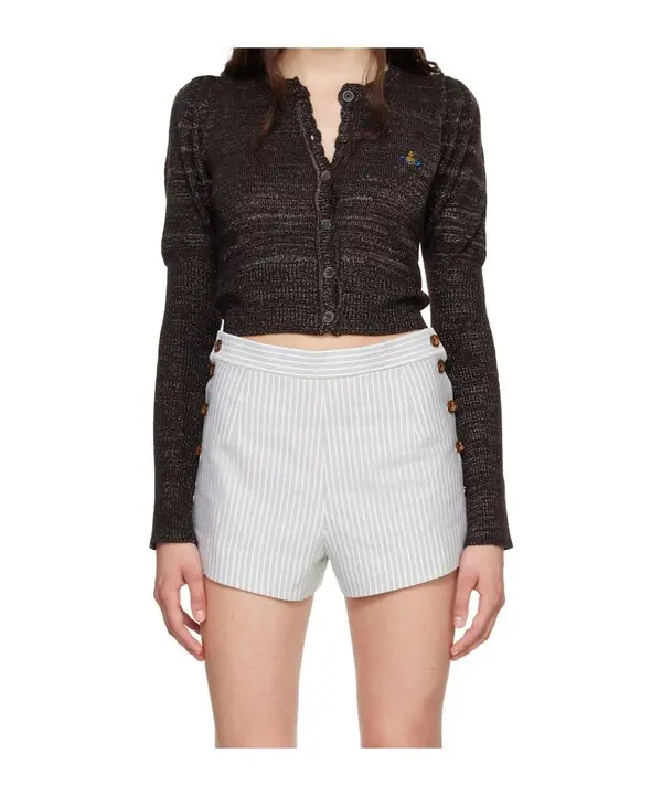 VIVIENNE WESTWOOD Cropped Logo Button Cardigan With Metallic Thread Detail