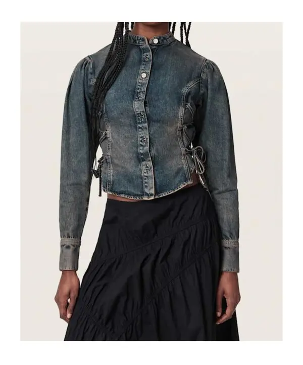 ALLSAINTS Evanna Lace-up Denim Top