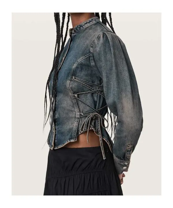 ALLSAINTS Evanna Lace-up Denim Top