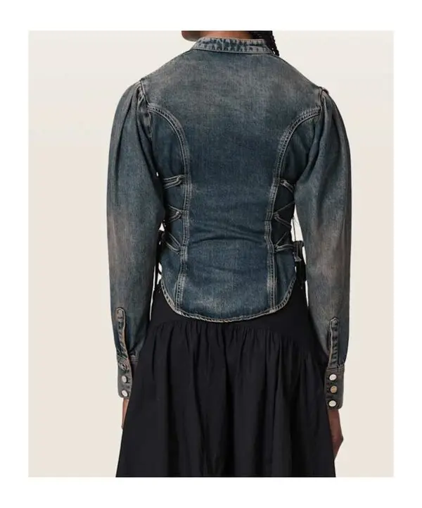 ALLSAINTS Evanna Lace-up Denim Top