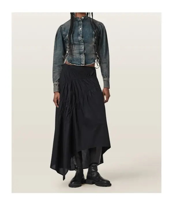 ALLSAINTS Evanna Lace-up Denim Top