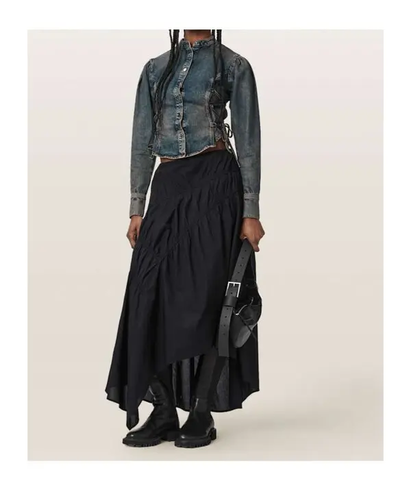 ALLSAINTS Evanna Lace-up Denim Top