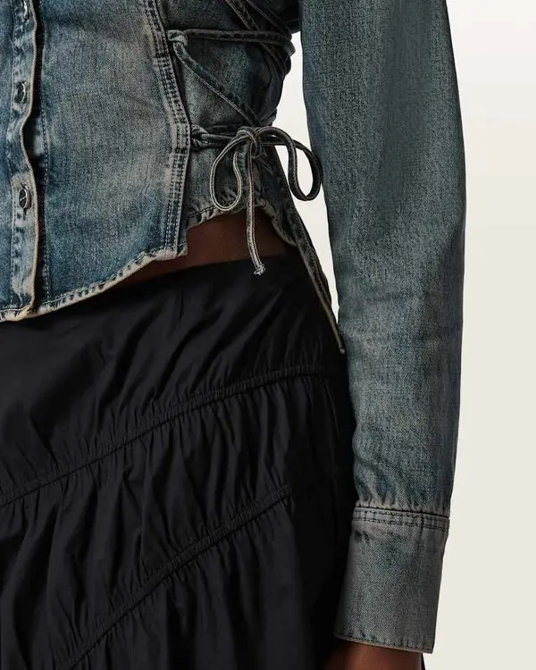 ALLSAINTS Evanna Lace-up Denim Top