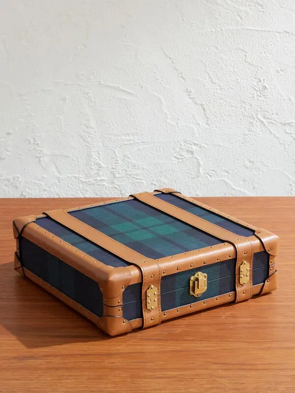 Ralph Lauren Sawyer Leather-trimmed Checked Canvas Tic-tac-toe Set
