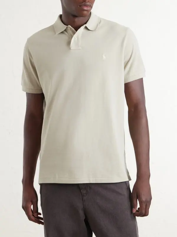 Polo Ralph Lauren Slim-fit Logo-embroidered Cotton-piqué Polo Shirt - Neutrals