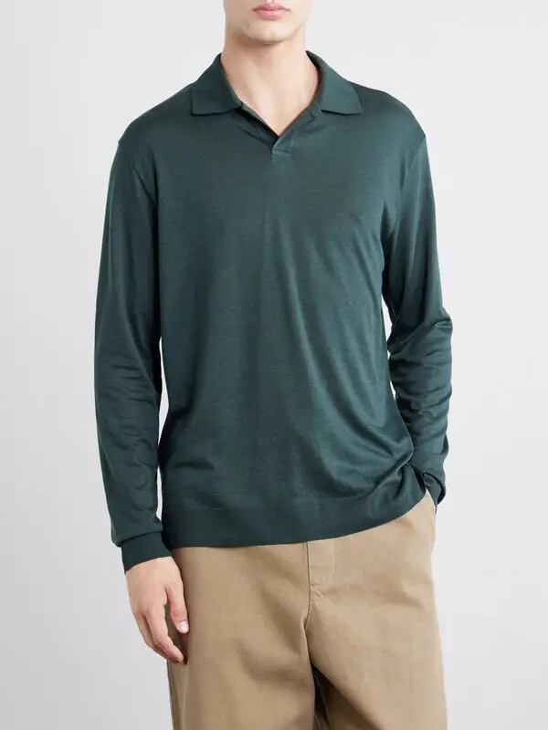 Altea Pierre Lyocell And Cotton-blend Jersey Polo Shirt - Green