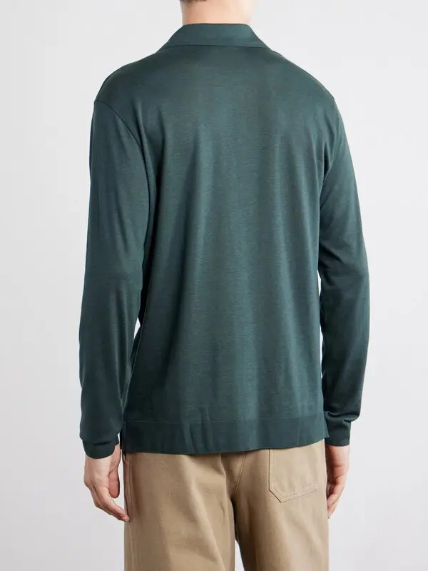 Altea Pierre Lyocell And Cotton-blend Jersey Polo Shirt - Green