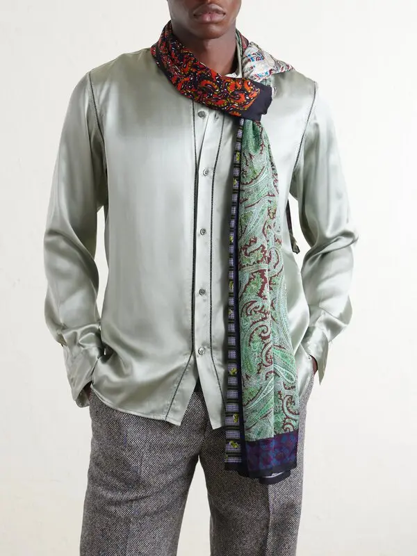 Dries Van Noten Flora Printed Satin Scarf