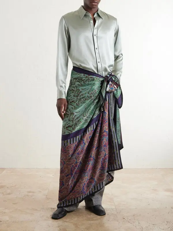 Dries Van Noten Flora Printed Satin Scarf