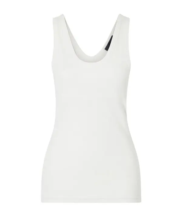 Tibi Ribbed Stretch-cotton Cut-out Tank - White