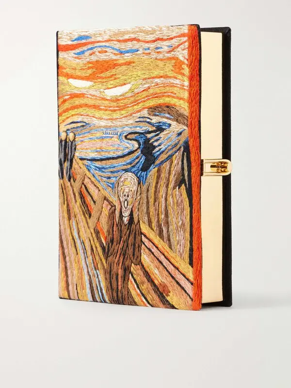 OLYMPIA LE-TAN The Scream Embroidered Canvas Clutch - Multi