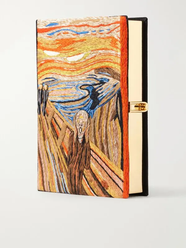 OLYMPIA LE-TAN The Scream Embroidered Canvas Clutch - Multi